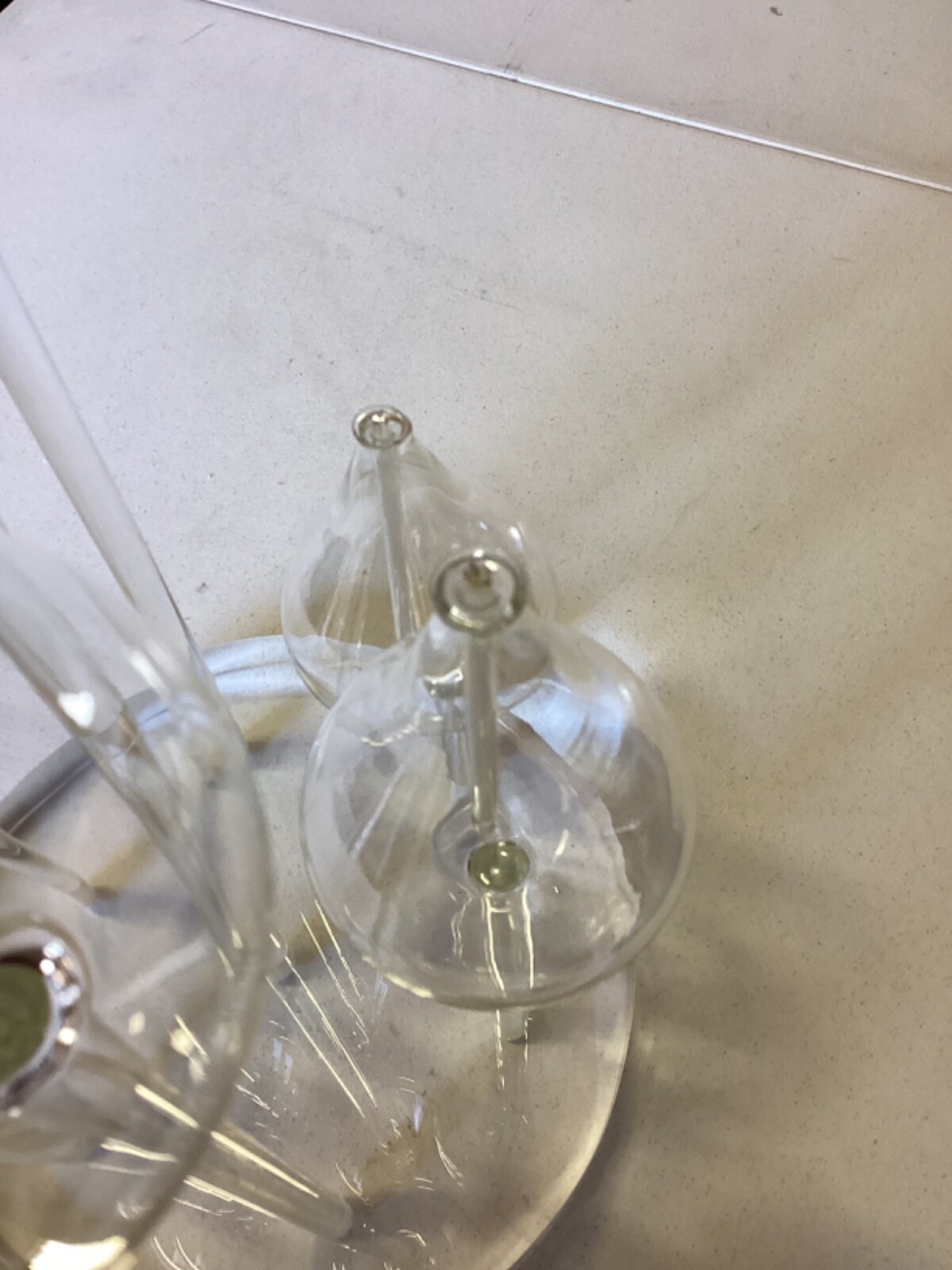 Vintage Belag 7 Glass Teardrop Oil Lamp Acrylic Base & Wick Holders ...