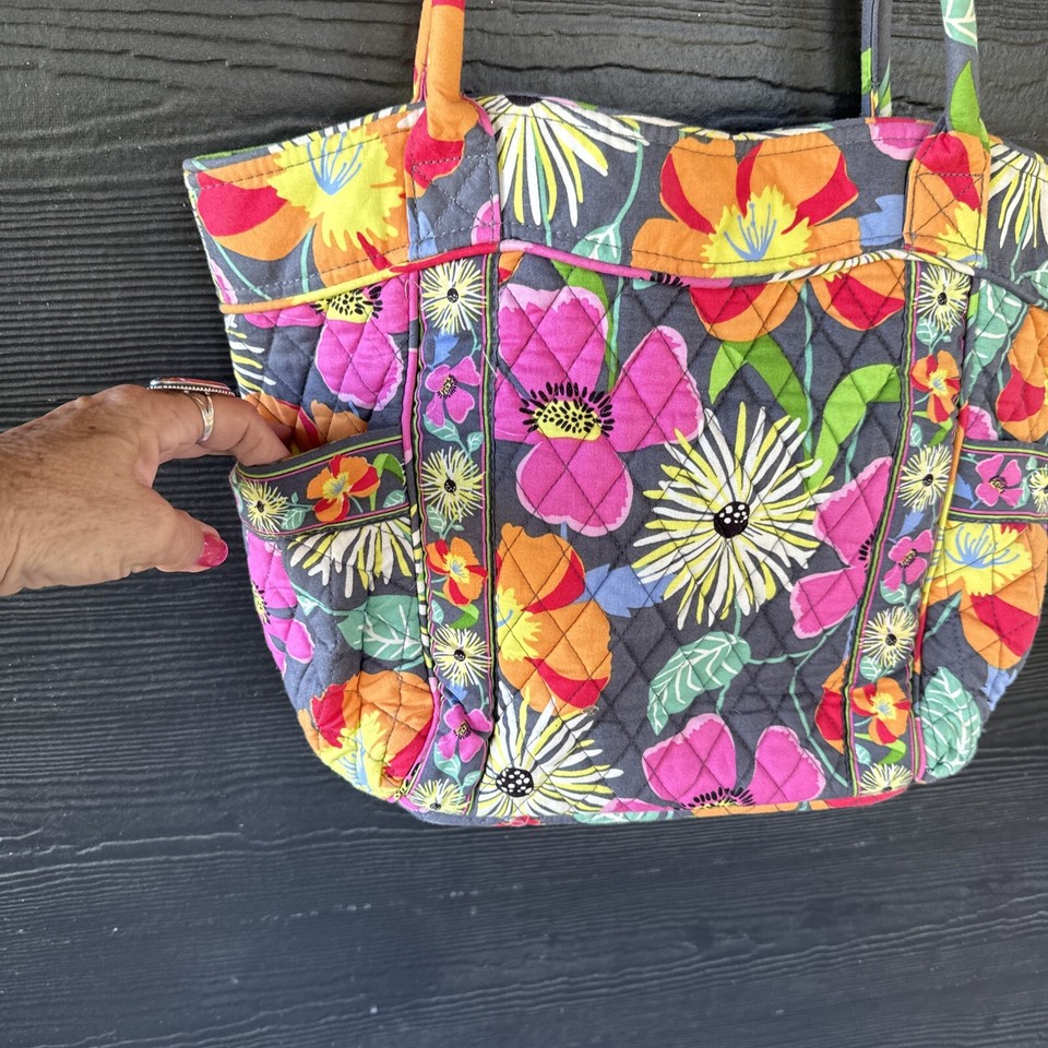 Vera Bradley Jazzy Blooms Big Flowers Medium Over The Shoulder Tote/bag ...