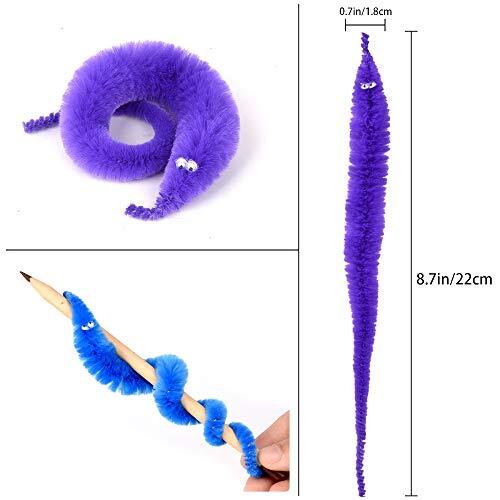 100 Pcs Magic Twisty Worm Wiggly Twisty Fuzzy Worms on a String Magic ...