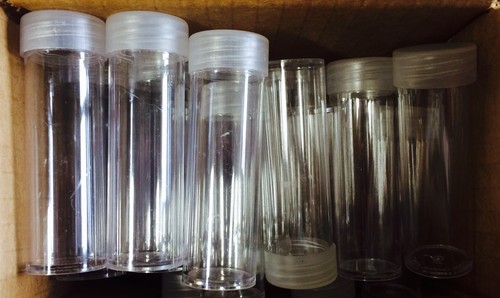 50 NEW NICKEL COIN TUBES Screw-on Tops Koin Tubes (No Box) MADE IN THE ...