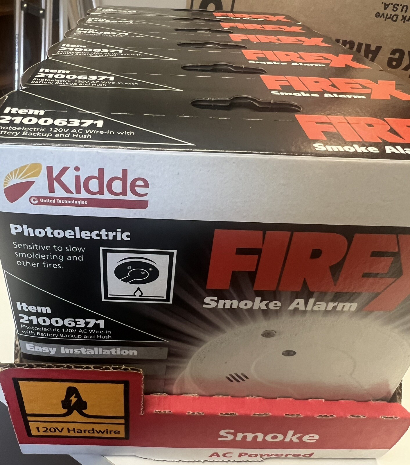 KIDDE AC Hardwired Firex Photoelectric Smoke Alarm 21006371 Battery ...