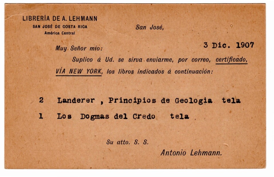 Costa Rica Postal Card To Spain Scott 61a Perf 14x14 ULTRA RARE! 1907 ...