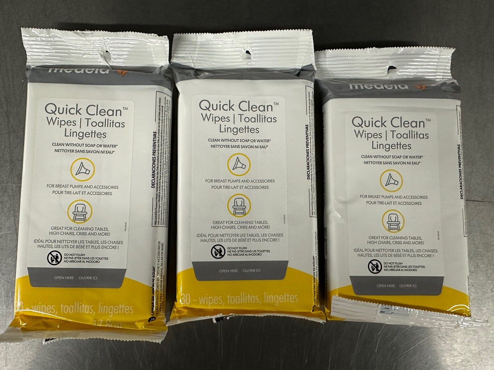 3 Packs of Medela Quick Clean Breast Pump Wipes Resealable 30 Count NIB ...