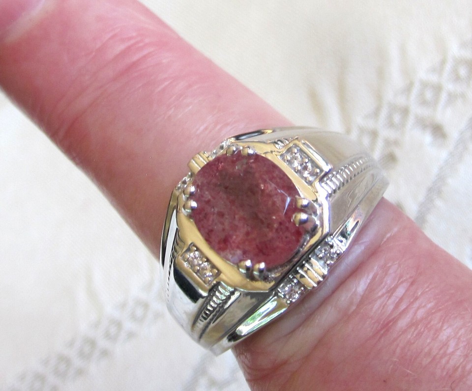 Men's Tanzanian Natronite Ring / size 12 / 925 Sterling Silver / 3 ...