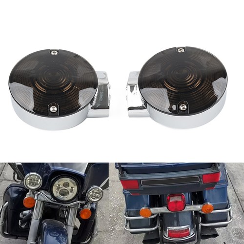 Chrome Turn Signal Housing Smoke Lens Covers For Harley Electra Tour ...