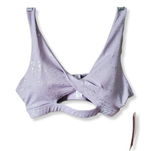 Kyoyo Women Sports Bra XL Lavender Purple Silver Shimmer Cross Front ...