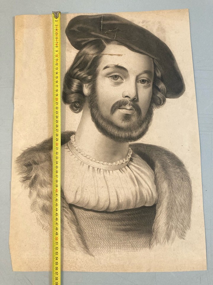 Very Nice Drawing Pencil Portrait Head Bust Man Xixth to Identify Art ...