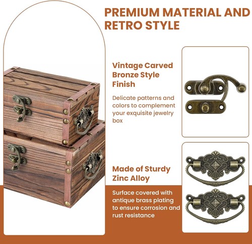 1 Set Jewelry Box Hinges Hasp Catch, Retro Engraved Decorative Hardware ...