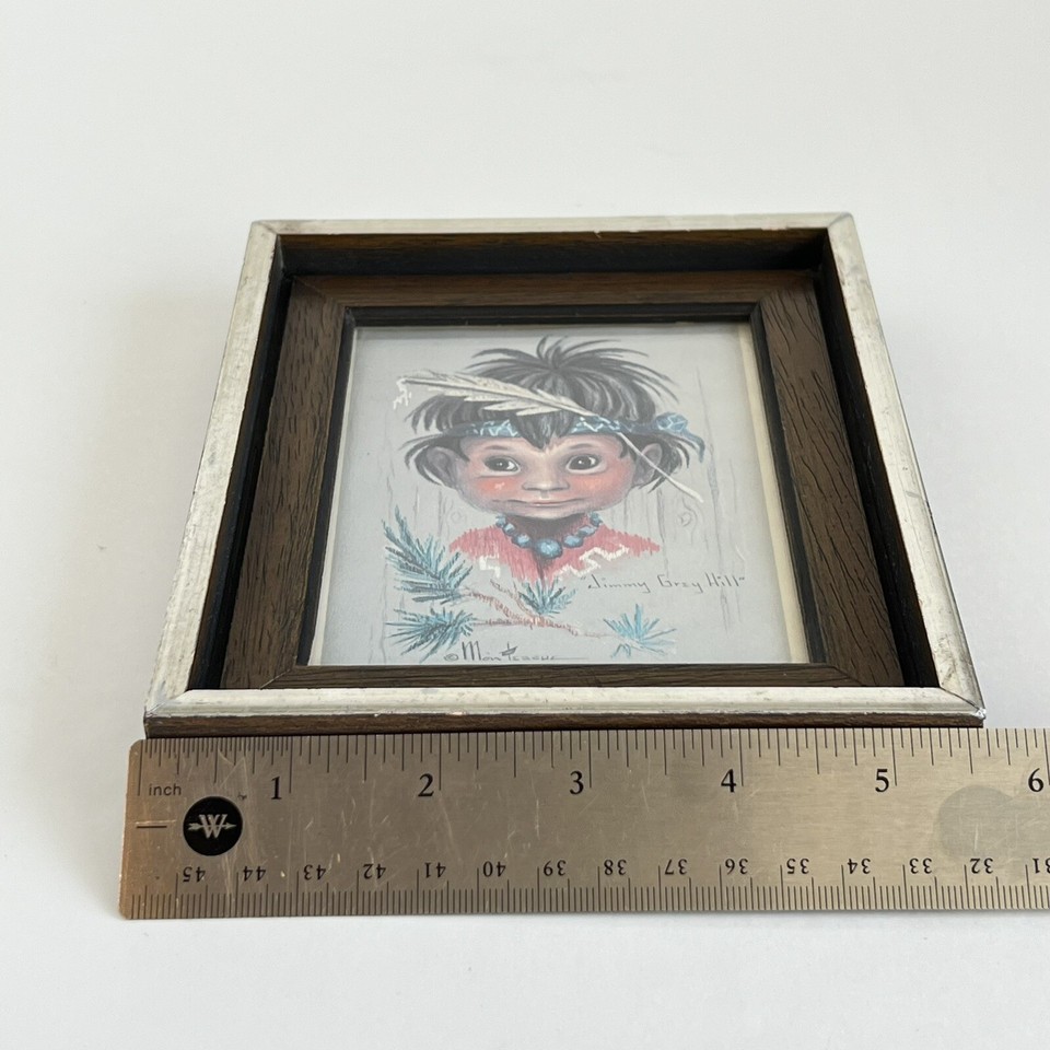 Vintage Indian Child Art By Monte Monteague Jimmy Grayhill Small Print ...
