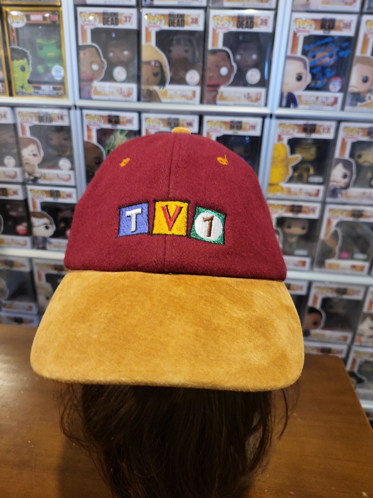 TV1 Promo Wool Suede Maroon / Tan Baseball Cap / Hat … - Gem