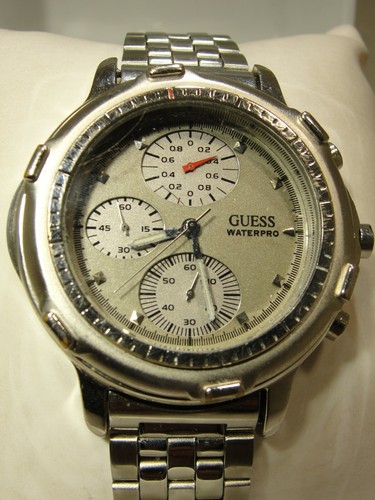 GUESS WATERPRO CHRONOGRAPH WATCH, STAINLESS STEEL CASE AND STAINLESS ...
