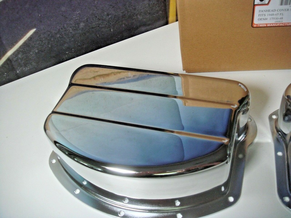Harley Panhead Chrome Rocker Valve Covers FL 1948-65 48-65 V-Twin 42 ...
