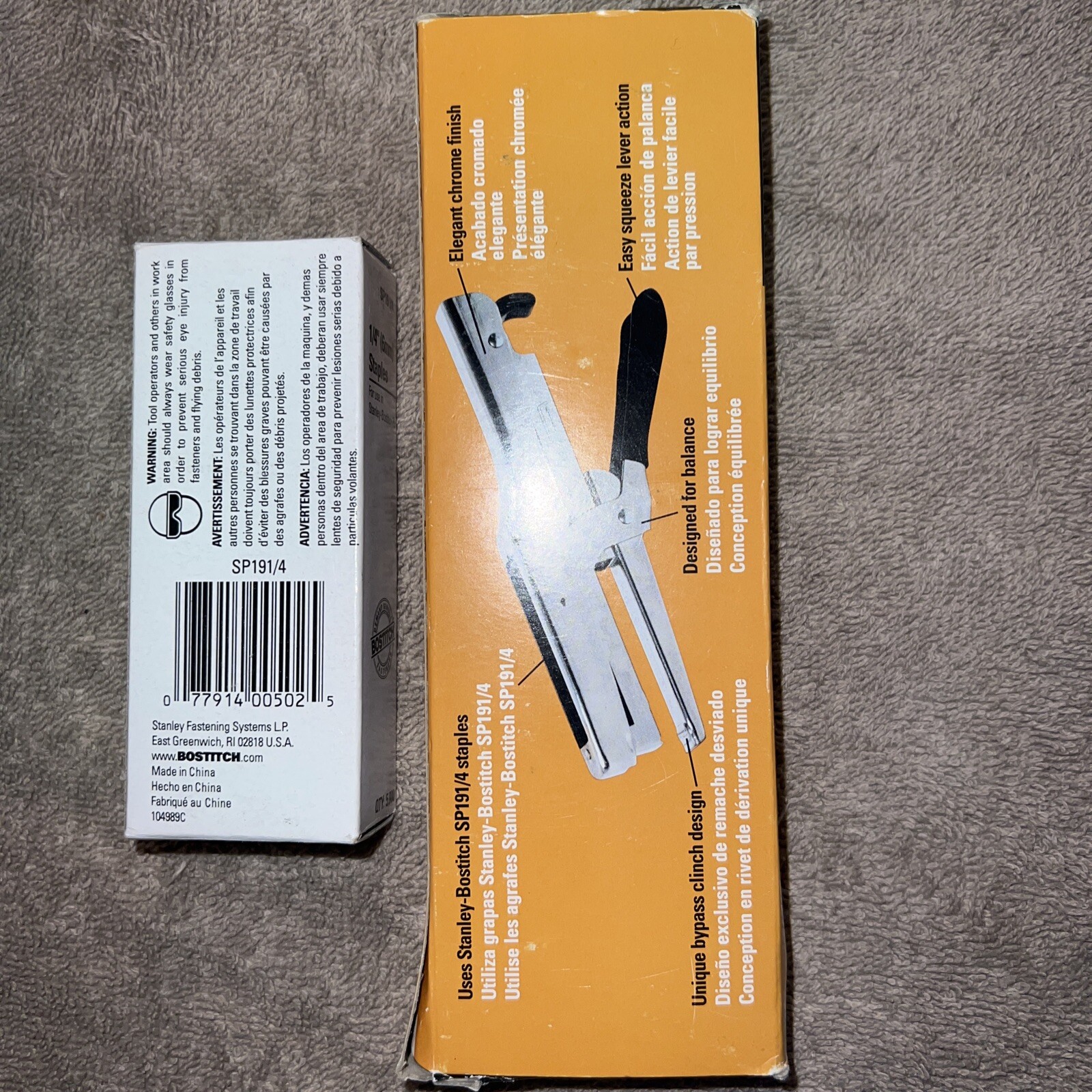 New Stanley Bostitch P3-Chrome Stapler Uses SP19-1/4" P3 Staples-Full ...