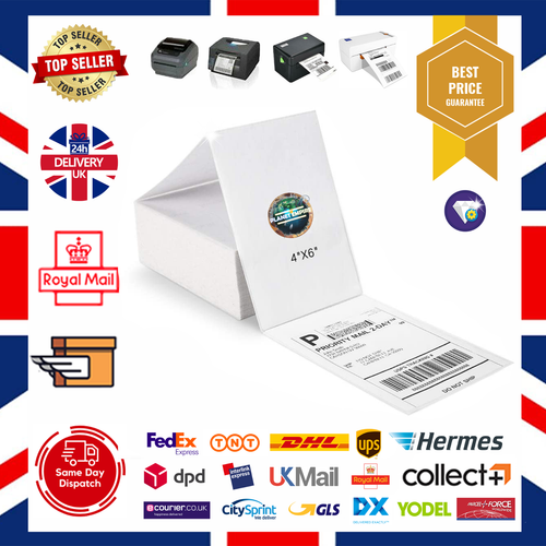 4x6 Fanfold Direct Thermal Labels 100 x 150mm Royal Mail UPS Munbyn DPD ...