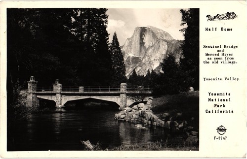 Half Dome Sentinel Bridge Merced River Yosemite Valley RPPC Photo ...