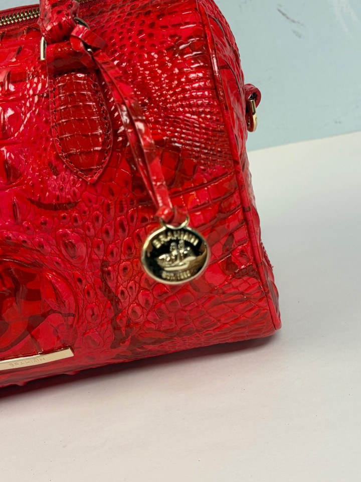 Brahmin Stacy Red Flare Melbourne Leather Satchel Handbag | eBay
