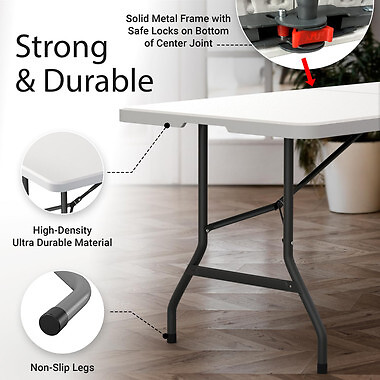 6 feet Plastic Folding Table Card Table Indoor Outdoor Dining Party Outdoor | eBay