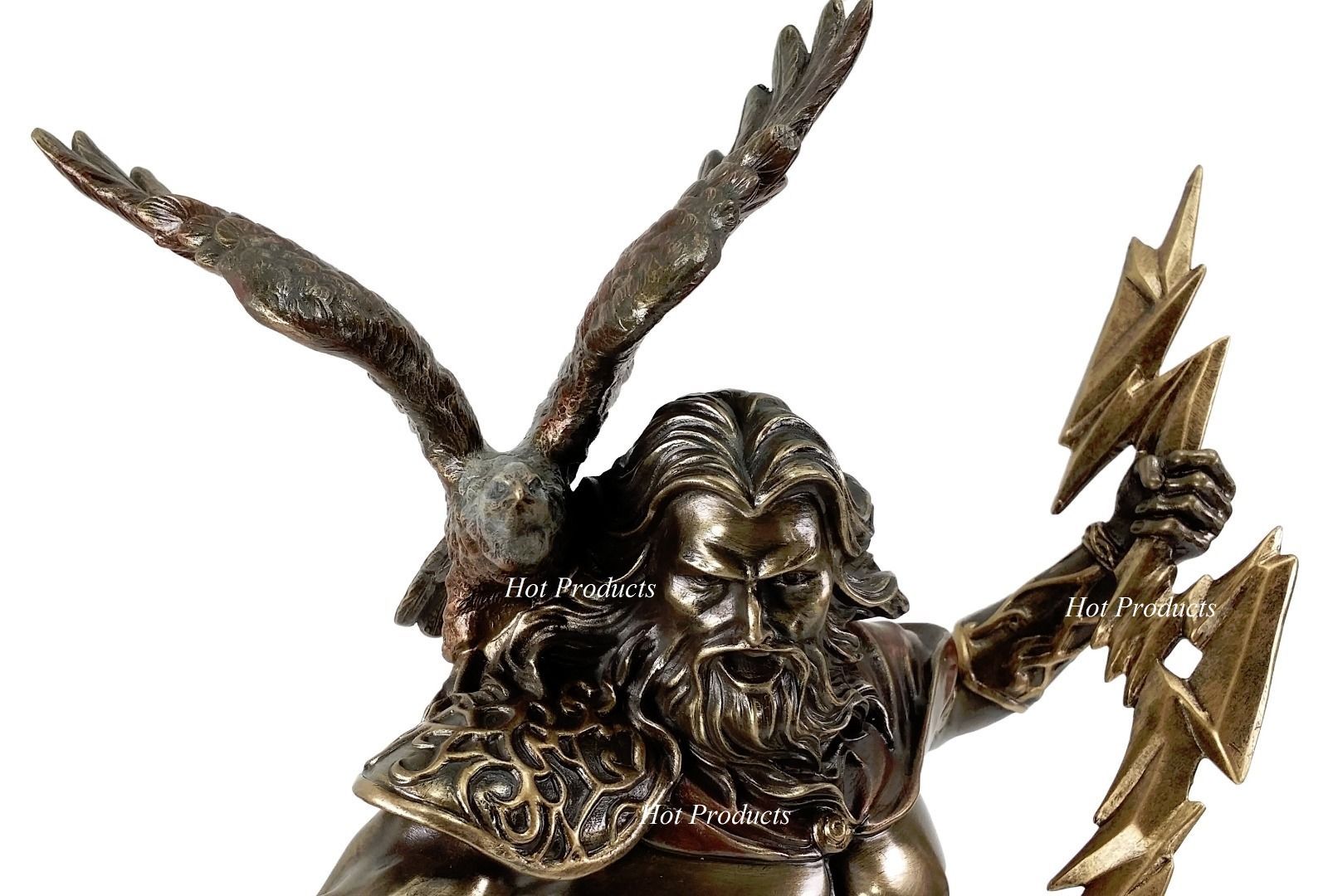 LARGE 20" Zeus God of Thunder Lightning Bolt Greek Mythology Statue ...