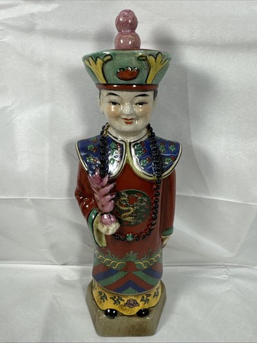 LARGE VTG CHINESE HAND PAINTED PORCELAIN LU GOD PROSPERITY FIGURINE ...