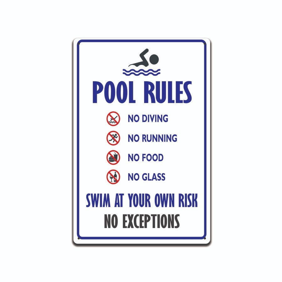 No Running Pool Sign Pool Rules 1 Pool Hours 6am 10pm – New Signs