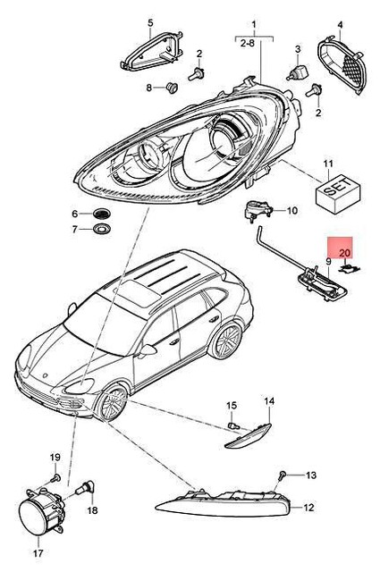 Porsche Cayenne 92A Headlight Mount Spring Retainer 95863116000 GENUINE ...