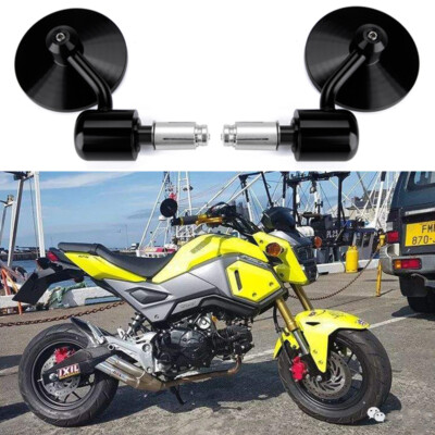 Motorcycle Black Round 7/8" Handlebars End Mirrors for Honda Grom MSX ...