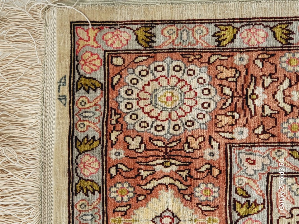 Fine Antique Genuine Signed Turkish Hereke Silk Rug | eBay