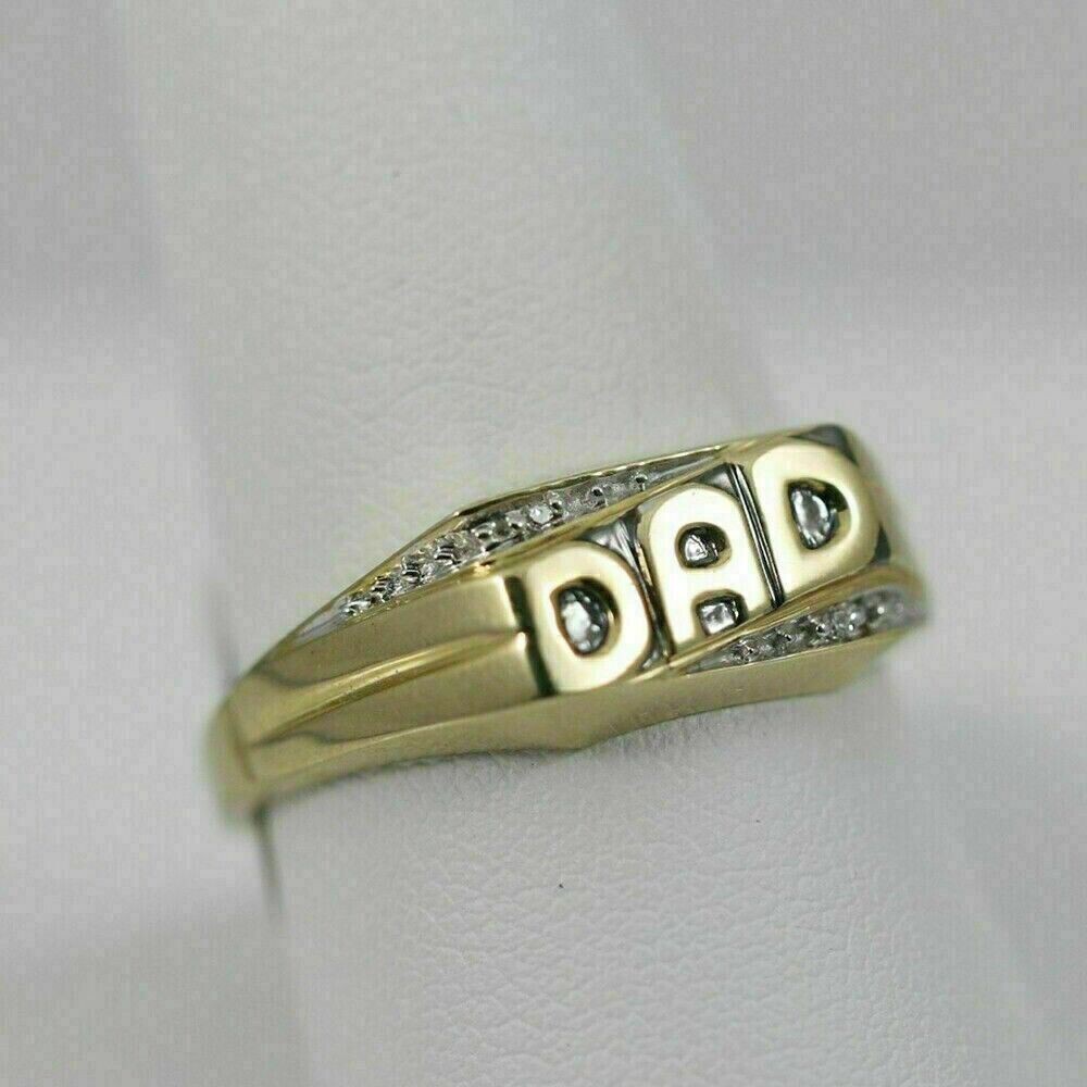 925 Sterling Silver Simulated Diamond DAD Customized Ring 18k White ...