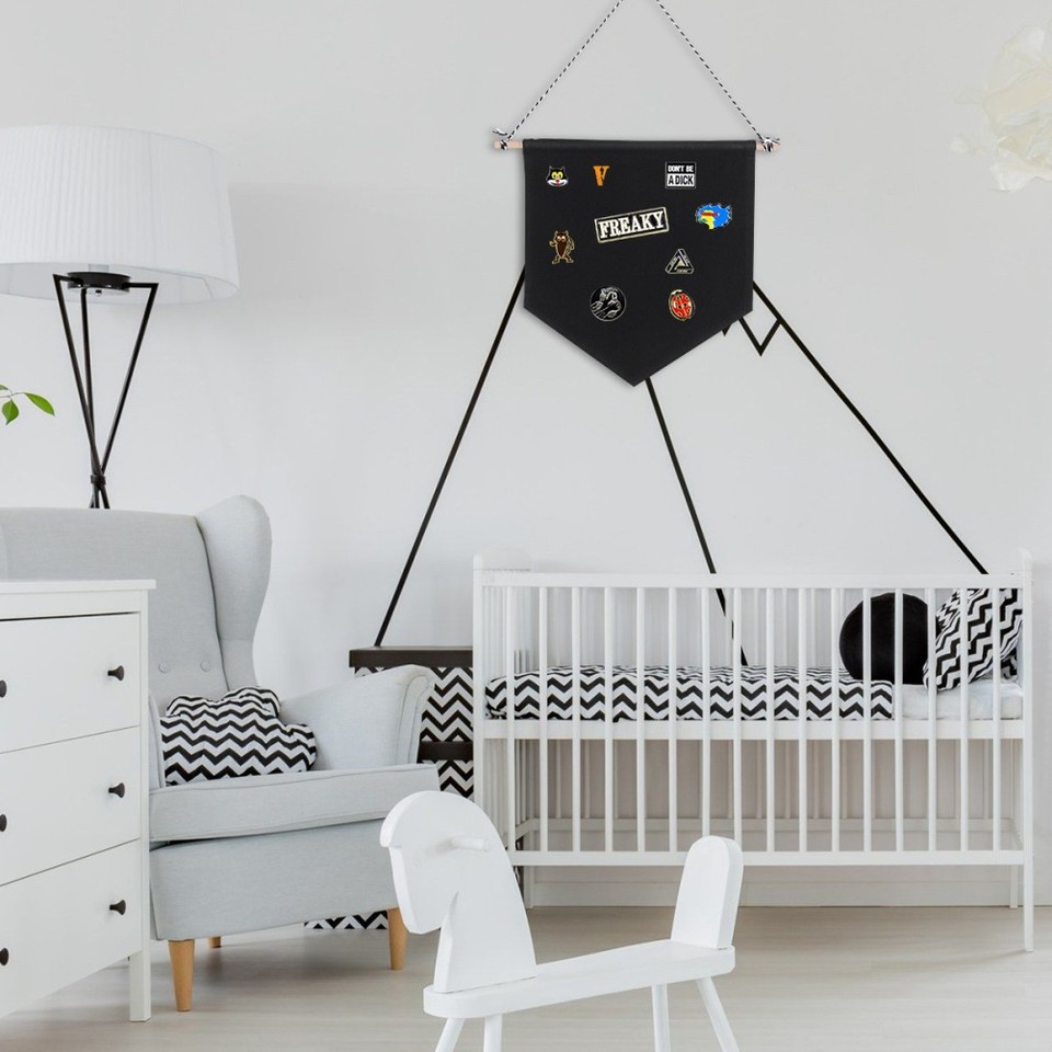 Pin Display Canvas Pennant Banner Enamel Lapel Pin Badge Flag Black ...