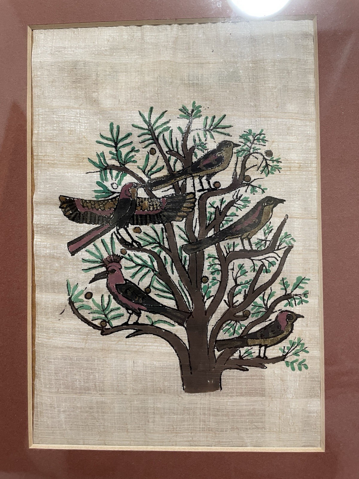 Papyrus Tree Of Life Hand Painted Matted and Framed Egyptian Art | eBay