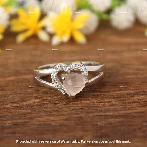 Wedding & Engagement Diamond Ring Natural Rise Quartz Ring 925 Sterling ...