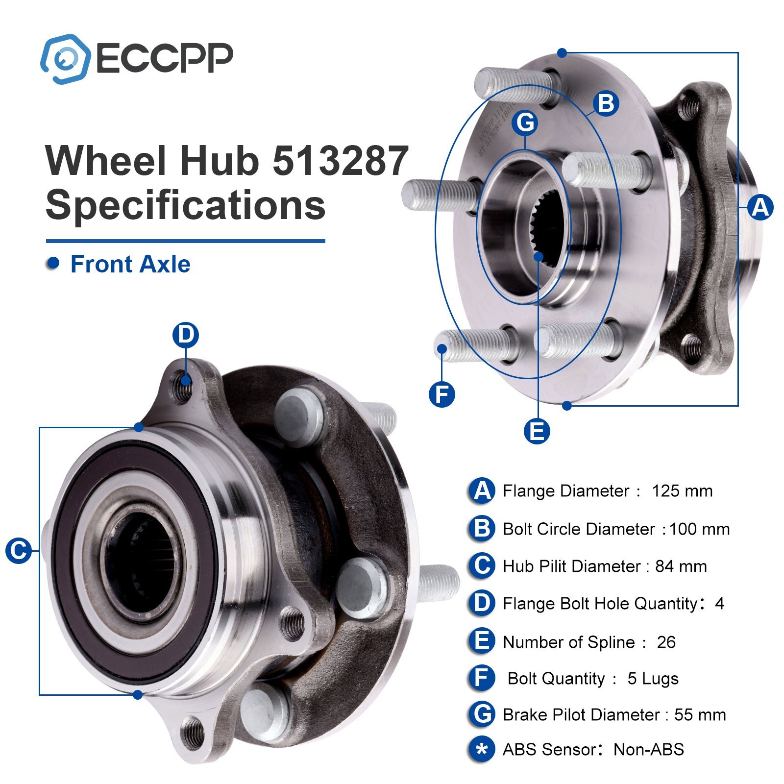 1Pc Wheel Hub Bearing Front For Toyota Prius 2010-2015 Lexus CT200h ...