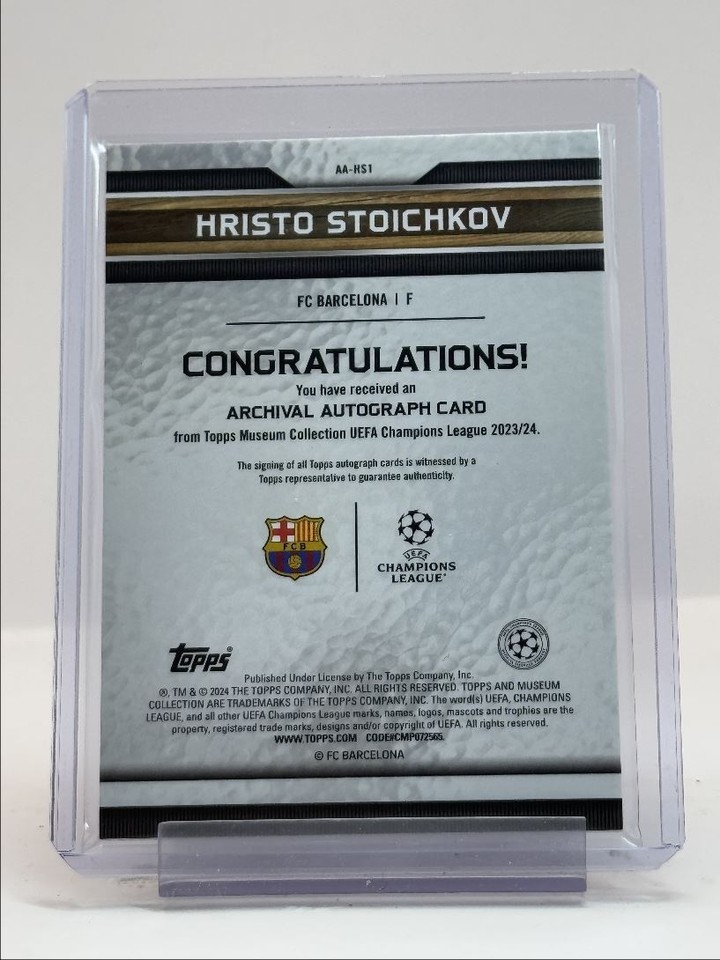 HRISTO STOICHKOV 2023 TOPPS MUSEUM UCL AUTOGRAPH AMETHYST AUTO /99 ...