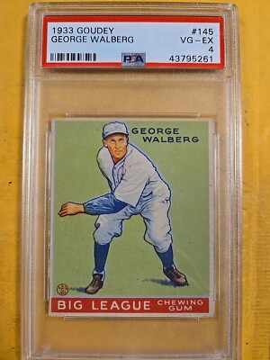 1933 GOUDEY #145 GEORGE WALBERG PSA VG-EX 4 PHILADELPHIA ATHLETICS 5261 ...