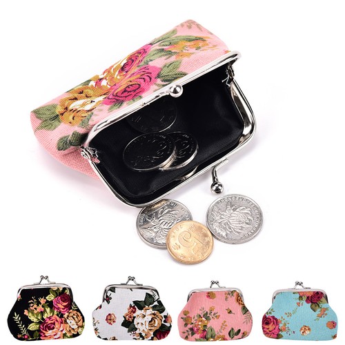 Women Coin Purse Flower Printing Lady Coin Purse Pocket Coin Pouch ...