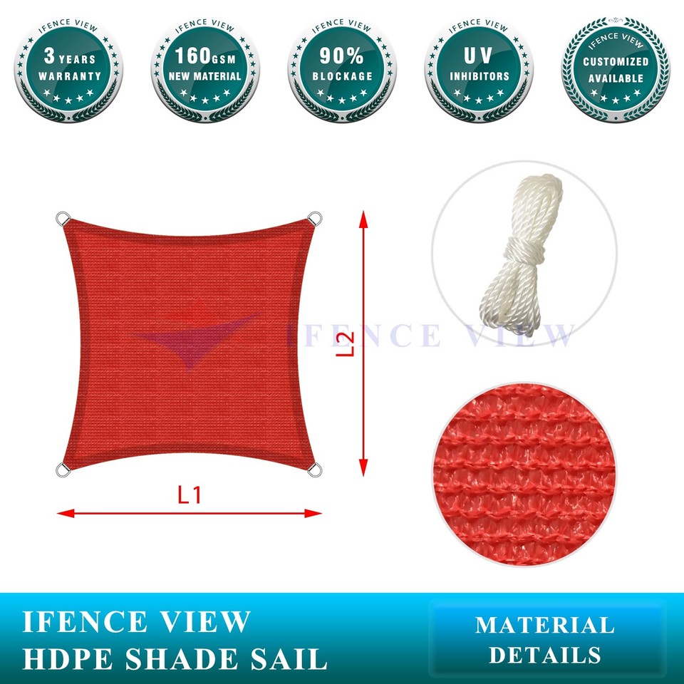 Ifenceview Red Square 18' Sun Shade Sail Pool Canopy Awning Outdoor ...
