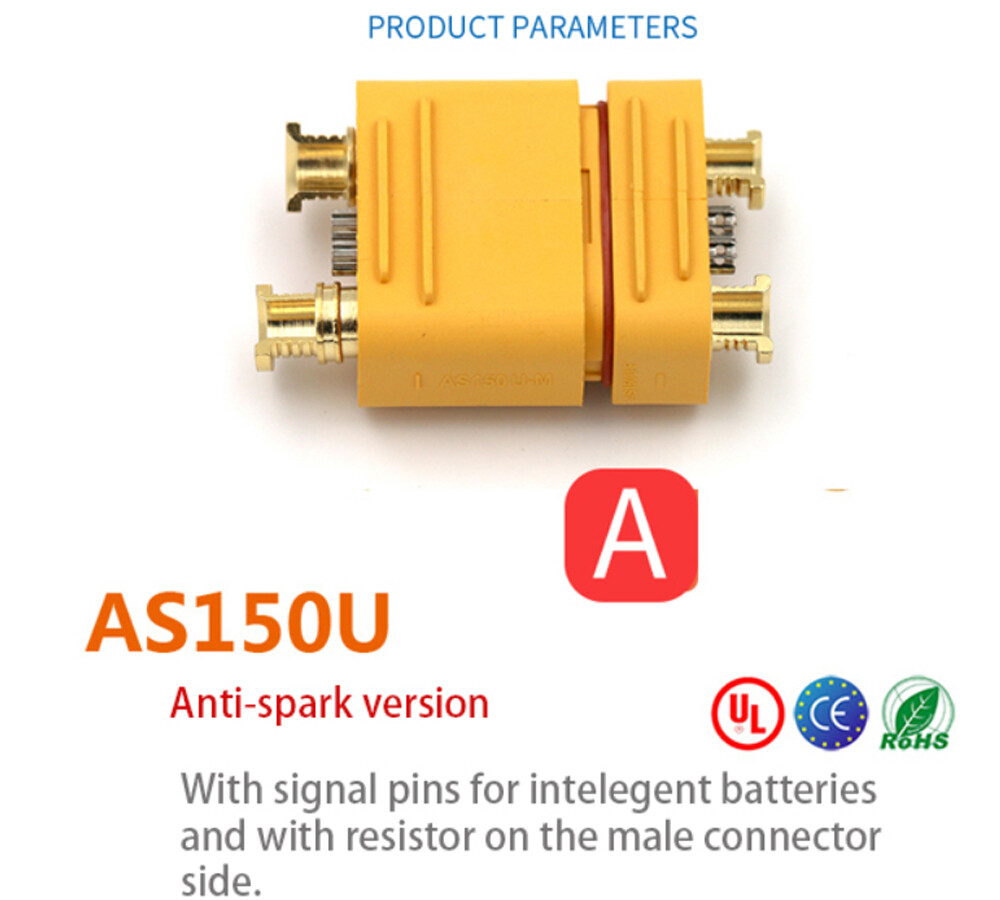 Amass AS150U Female Male Anti Spark Plug UAV Connector 35CM 8AWG ...