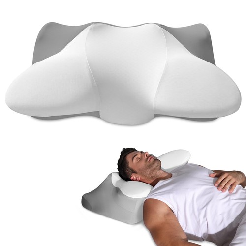 Dual-Height Cervical Neck Pillow for Pain Relief, BASF Memory Foam ...