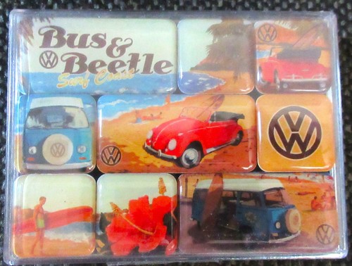 SET VW BUS & BEETLE BUG-9 FRIDGE MAGNETS-ART MERCHANDISE LOGO-VW ...