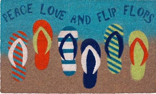 FLIP FLOPS VINYL BACK COIR DOORMAT - BLUE - 24" X 36" - WELCOME MAT ...