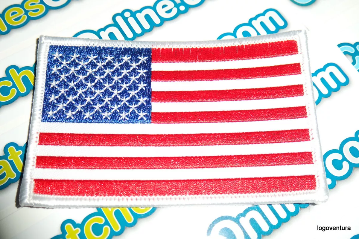 Usa American Flag Embroidered Iron On Patch 2 5x4 Gold Border Applique