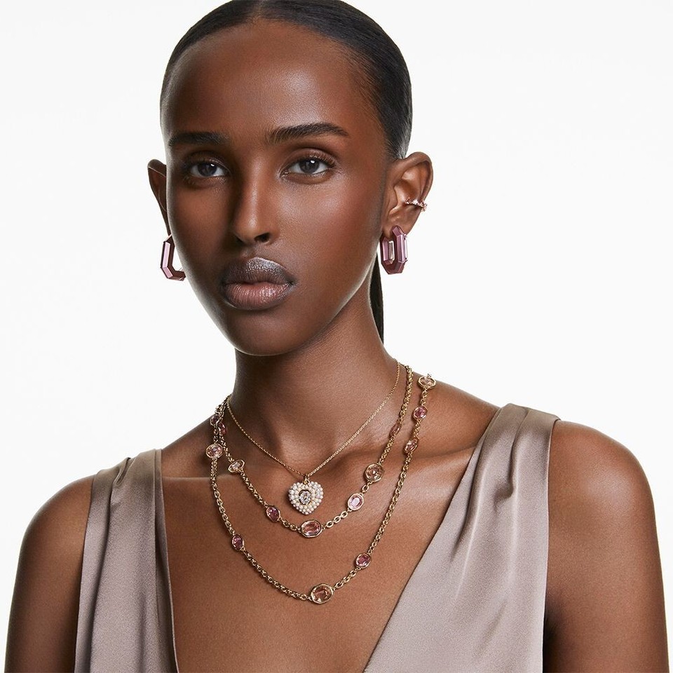 NWB Swarovski Imber necklace Octagon cut, Pink, Gold-tone plated ...