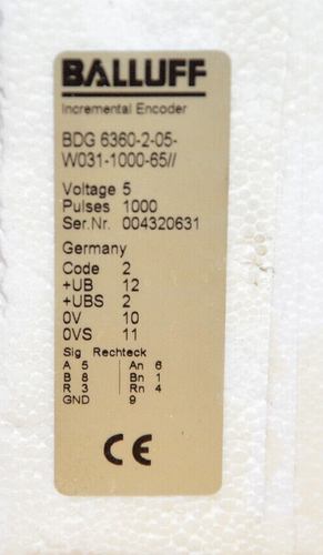 Balluff BDG 6360-2-05-W031-1000-65 INCREMENTAL ENCODER Drehgeber ...