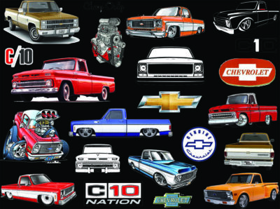 22 individual Contour Cut 60's 70's Chevrolet C10 Chevy GMC C/10 Vinyl ...