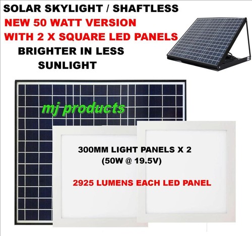 SOLAR SKYLIGHT, 50W sloar panel, 300mm X 2 SQUARE LED down lights ...
