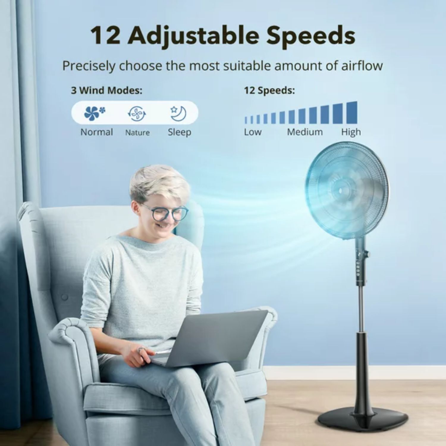 TaoTronics TT-TF010 30 inch Pedestal Fan - Black for sale online | eBay