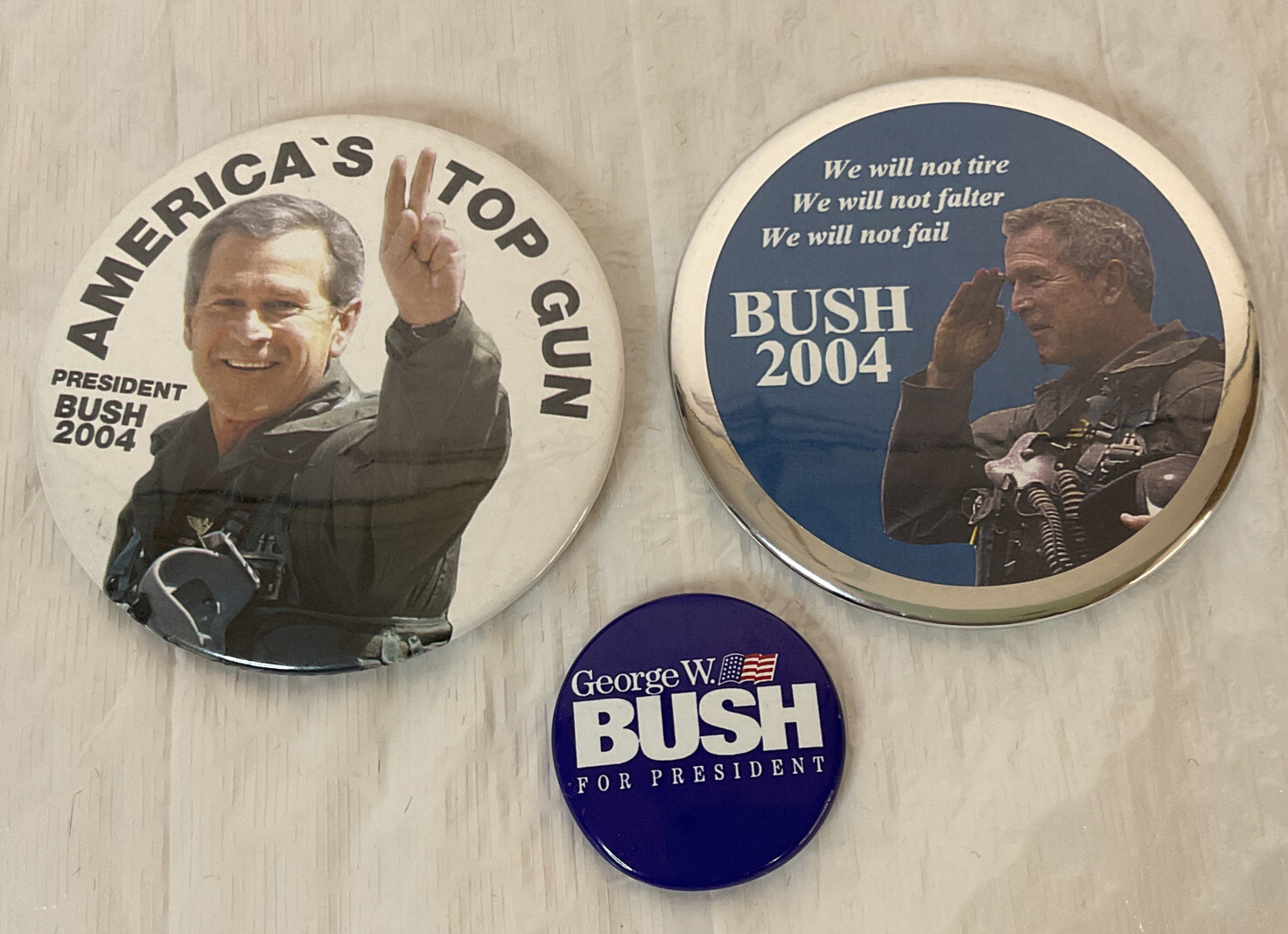 George W.Bush Presidential Campaign Buttons Lot Of 3 American Top Gun ...