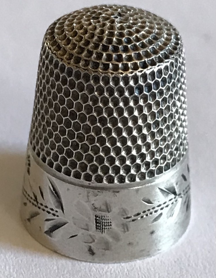 SIMONS BROS ~ STERLING SILVER Vintage Thimble 11 Etched Vine Flower ...