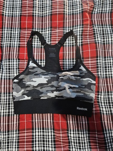 Reebok Gray Camo Workout Sports Bra Padded Razorback MEDIUM | eBay