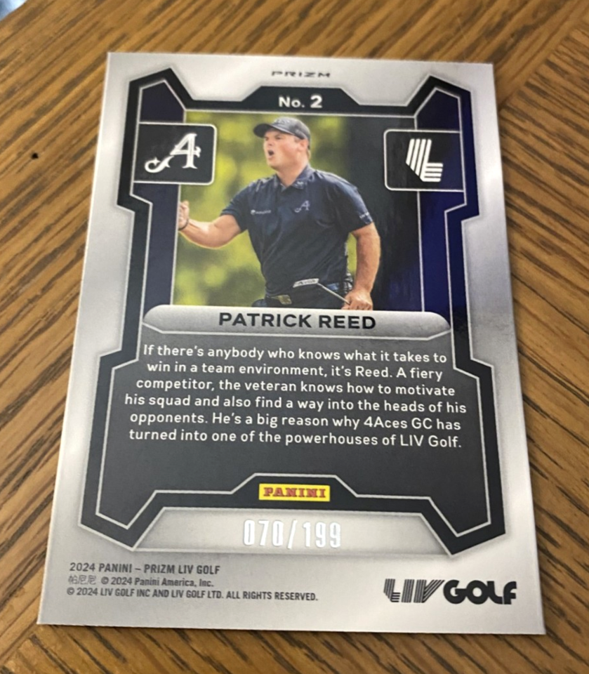 2024 Panini Prizm Golf TEAL Prizm #'d /199 SP PATRICK REED #2 Rookie RC ...